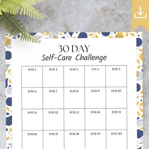 Self-care Printable I 30 Day Challenge Tracker I Self-development I ...
