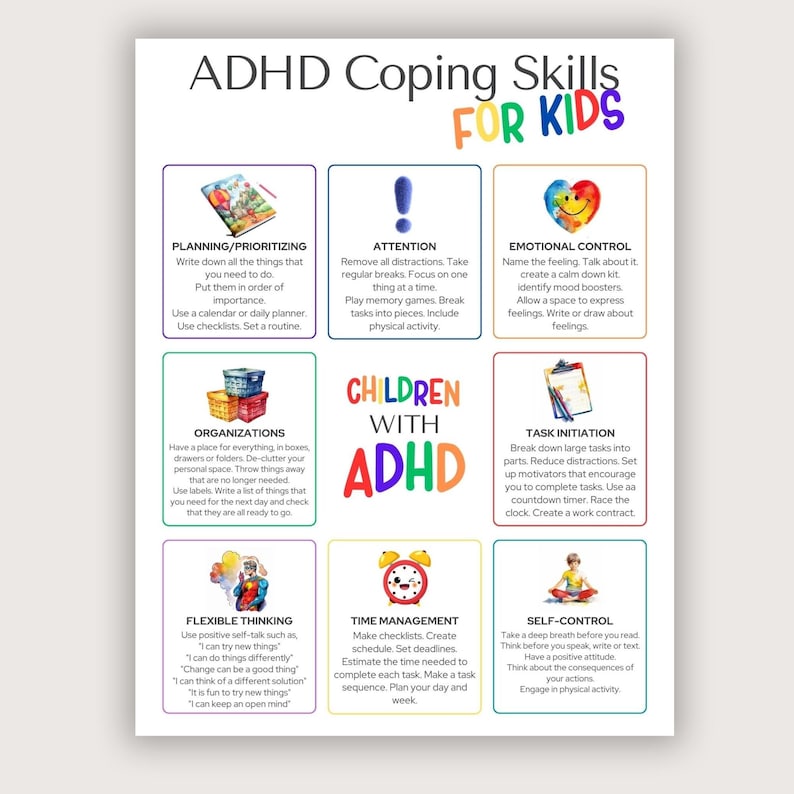 ADHD Worksheets for Kids, Iceberg and Infographic Handouts, Group Therapy, Mental Health ...