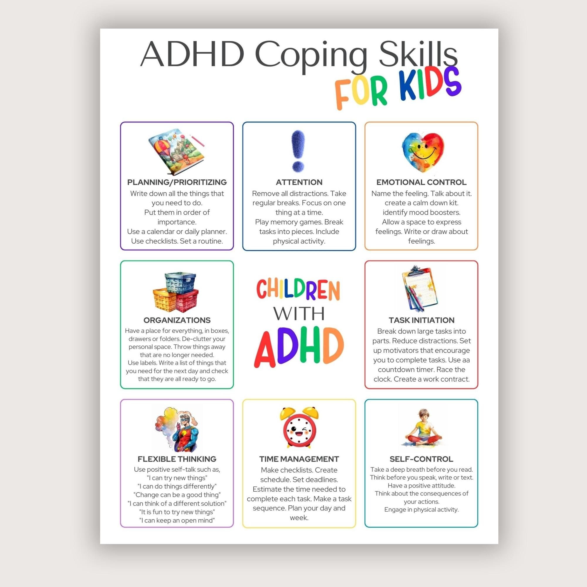 ADHD Worksheets for Kids, Iceberg and Infographic Handouts, Group ...
