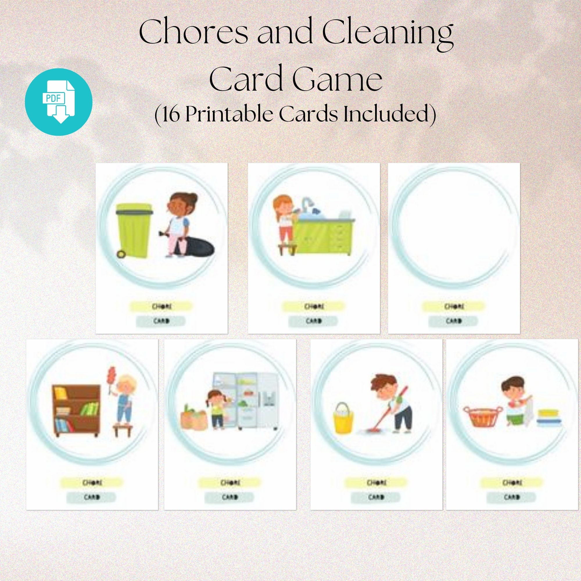 Chore Cards, Routine Card Game I Mix and Match I Printable Chore Cards ...