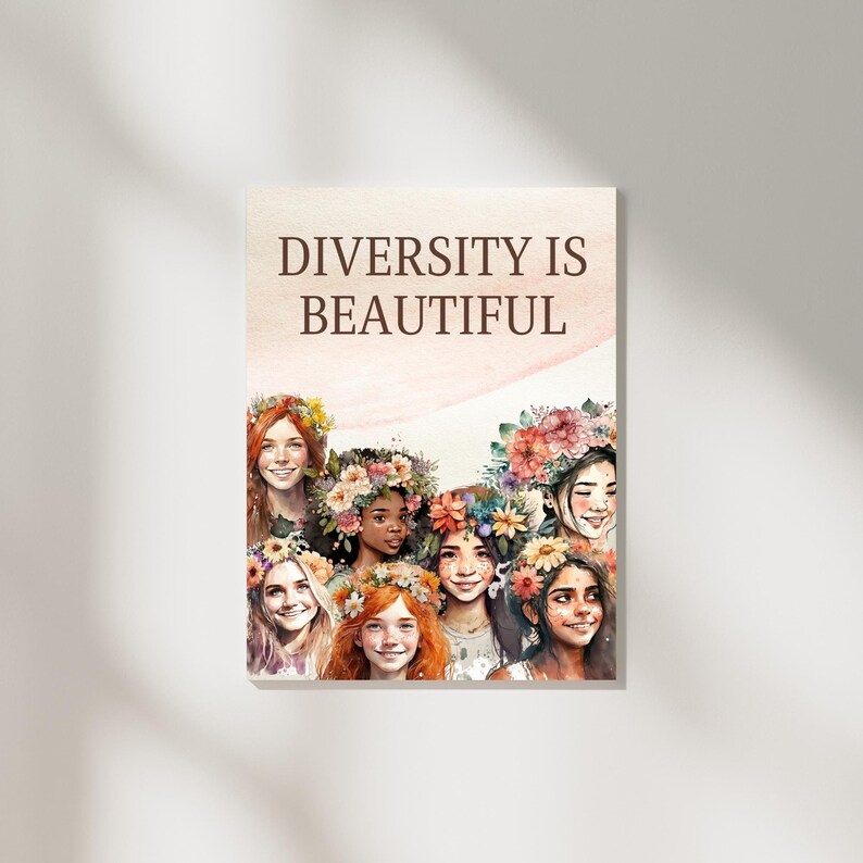 Diversity Poster, Digital Art Print, Therapy Office Decor, Educational ...