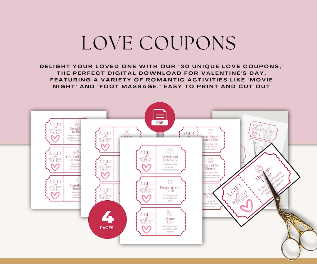 Love Coupon Book for Couples, Romantic Gift (digital Download) - Etsy