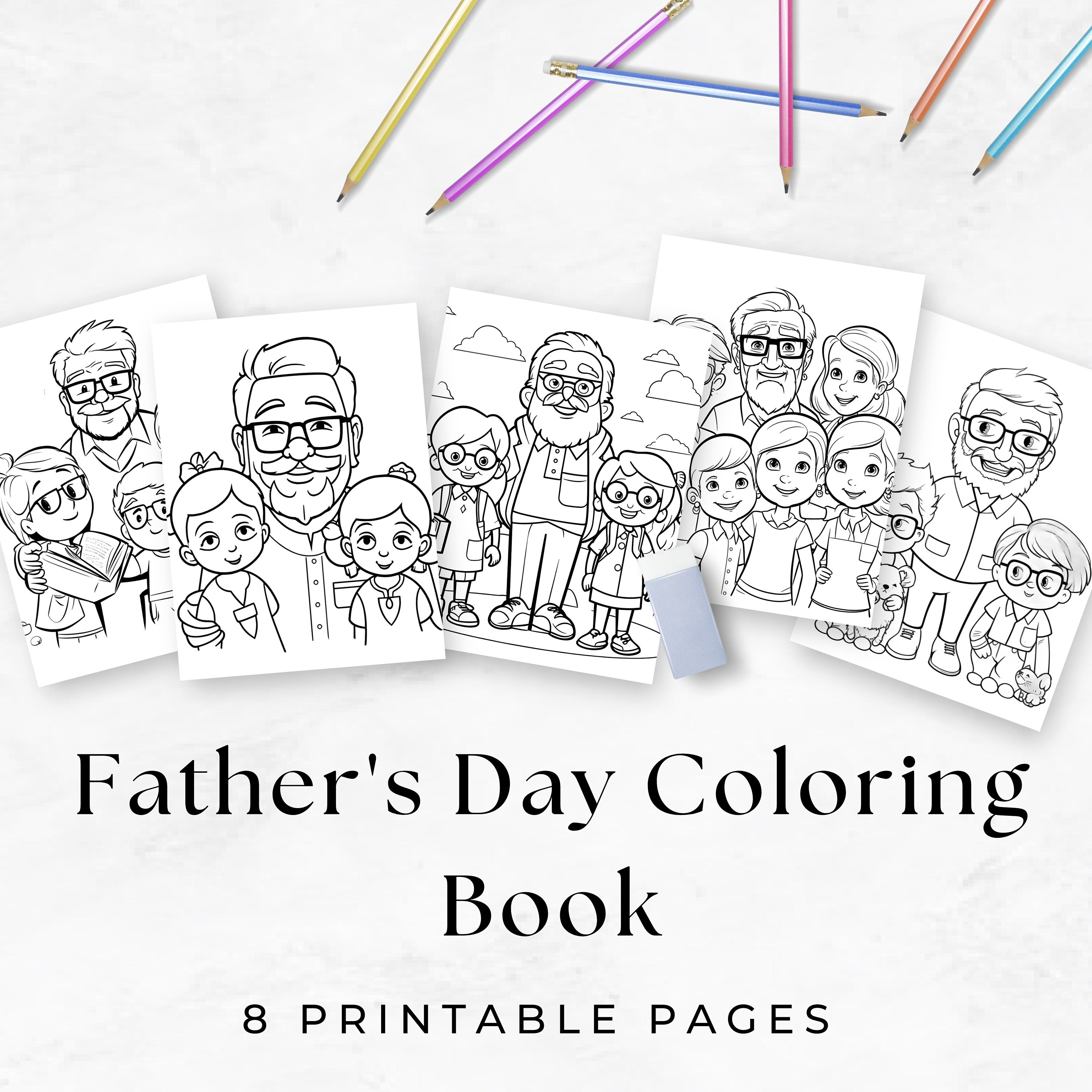 Adult Coloring Pages, Father's Day Themed Printable, Coloring Bundle ...