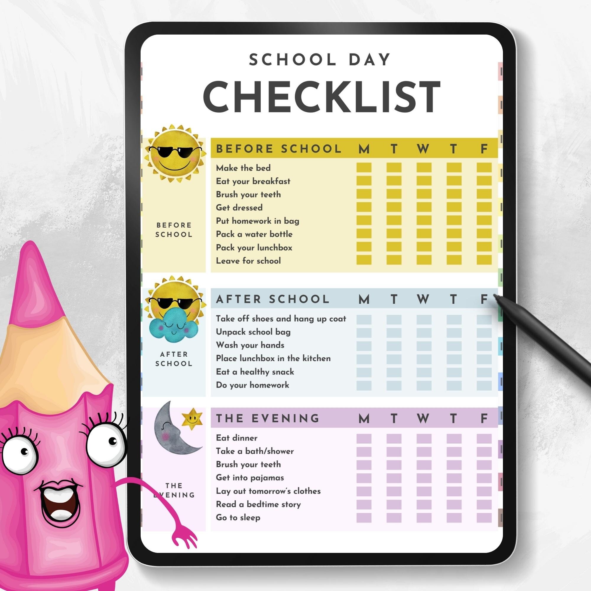 Daily Routine Checklist for Kids Editable Printable Kids Responsibility ...
