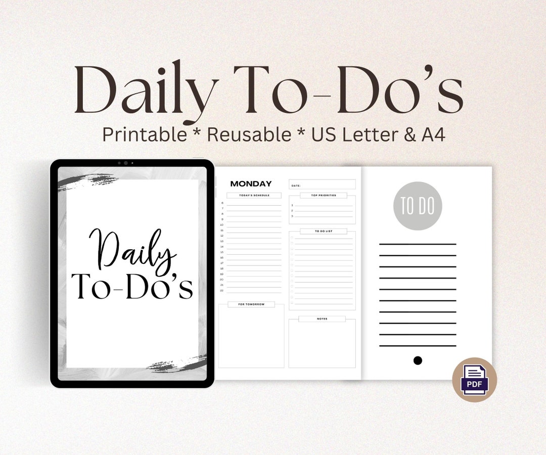 Digital Products to Do Lists, Printable, Daily Lists, Undated Planner ...