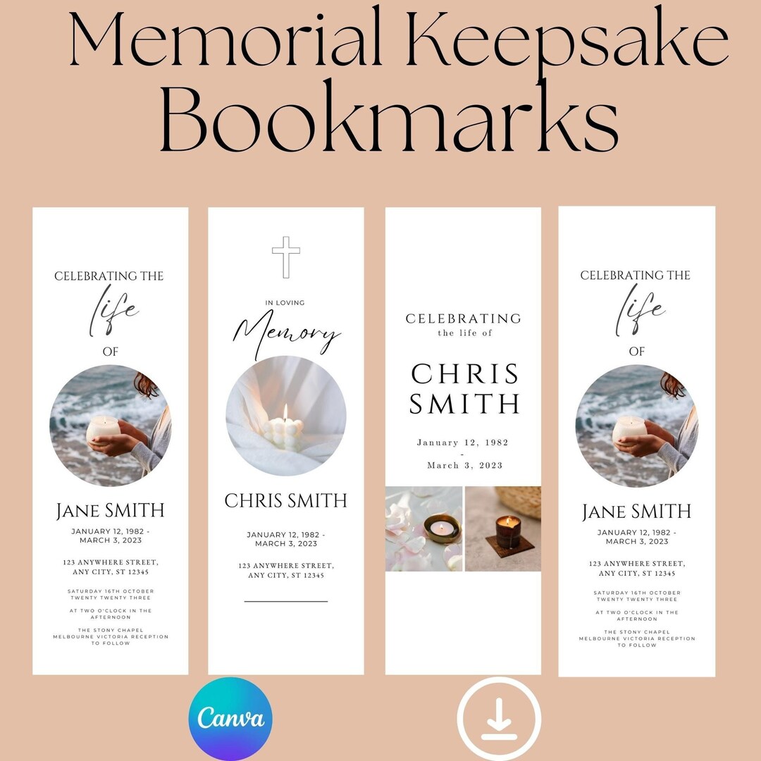 Personalized Funeral Favors | Memorial Bookmarks | Memorial Favors ...