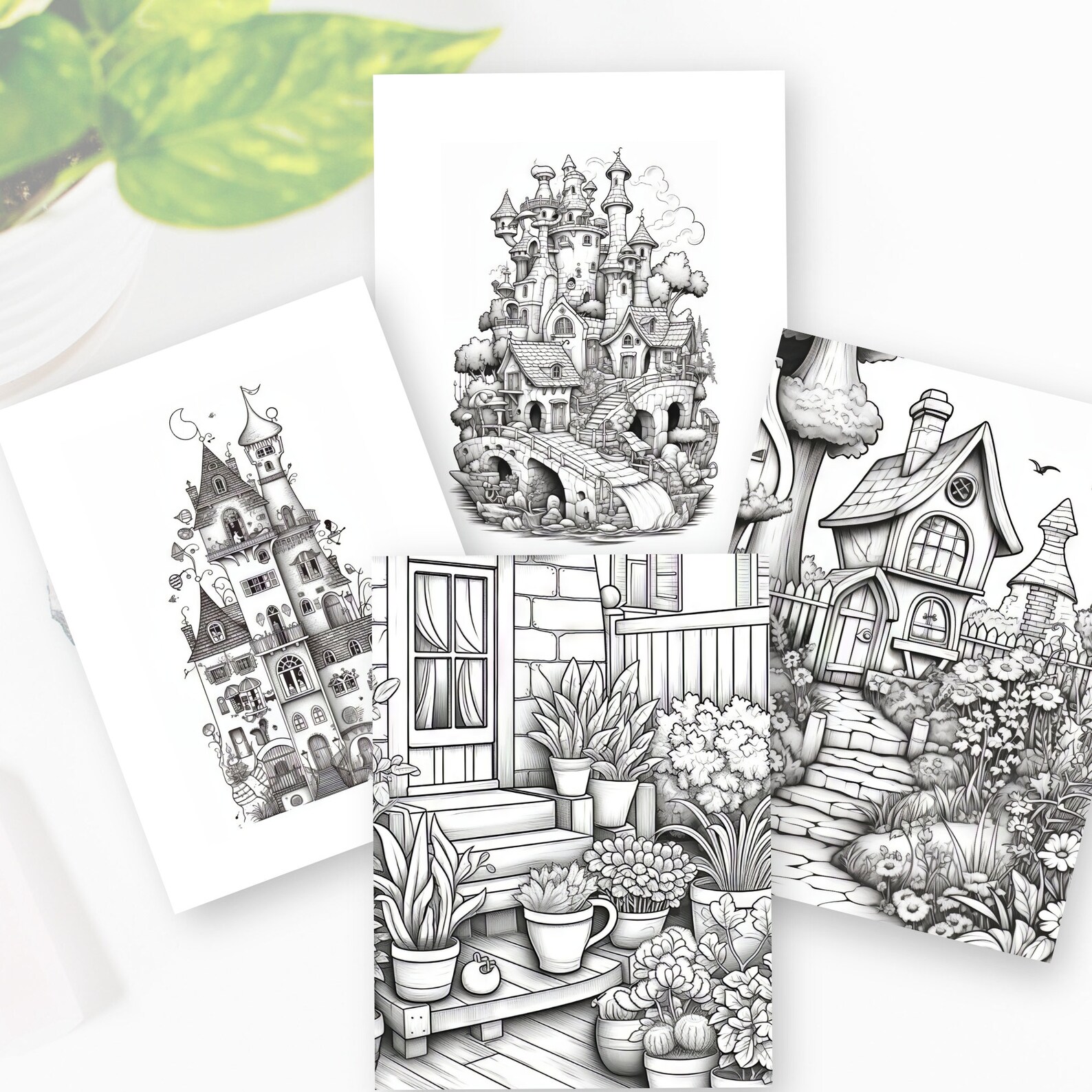 Adult Coloring Pages, Building Themed Coloring Printable, Coloring ...