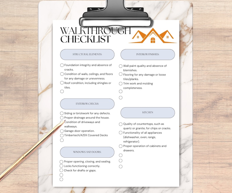 New Home Walkthrough Checklist, Final Walkthrough Guide, Canva Template ...