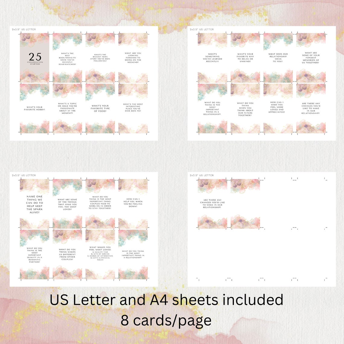 Printable Conversation Cards | Relationships I Get to Know You ...