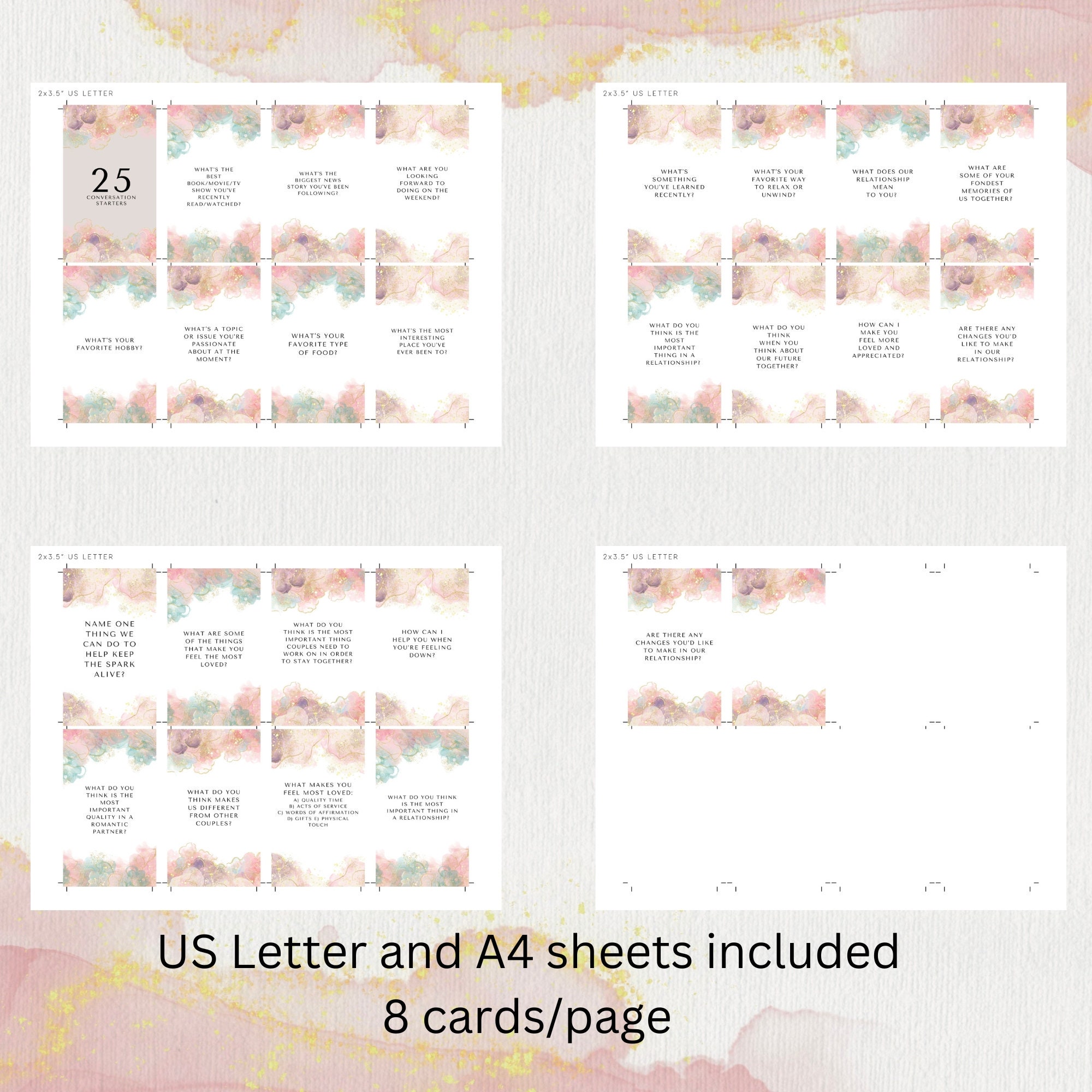 Printable Conversation Cards | Relationships I Get to Know You ...