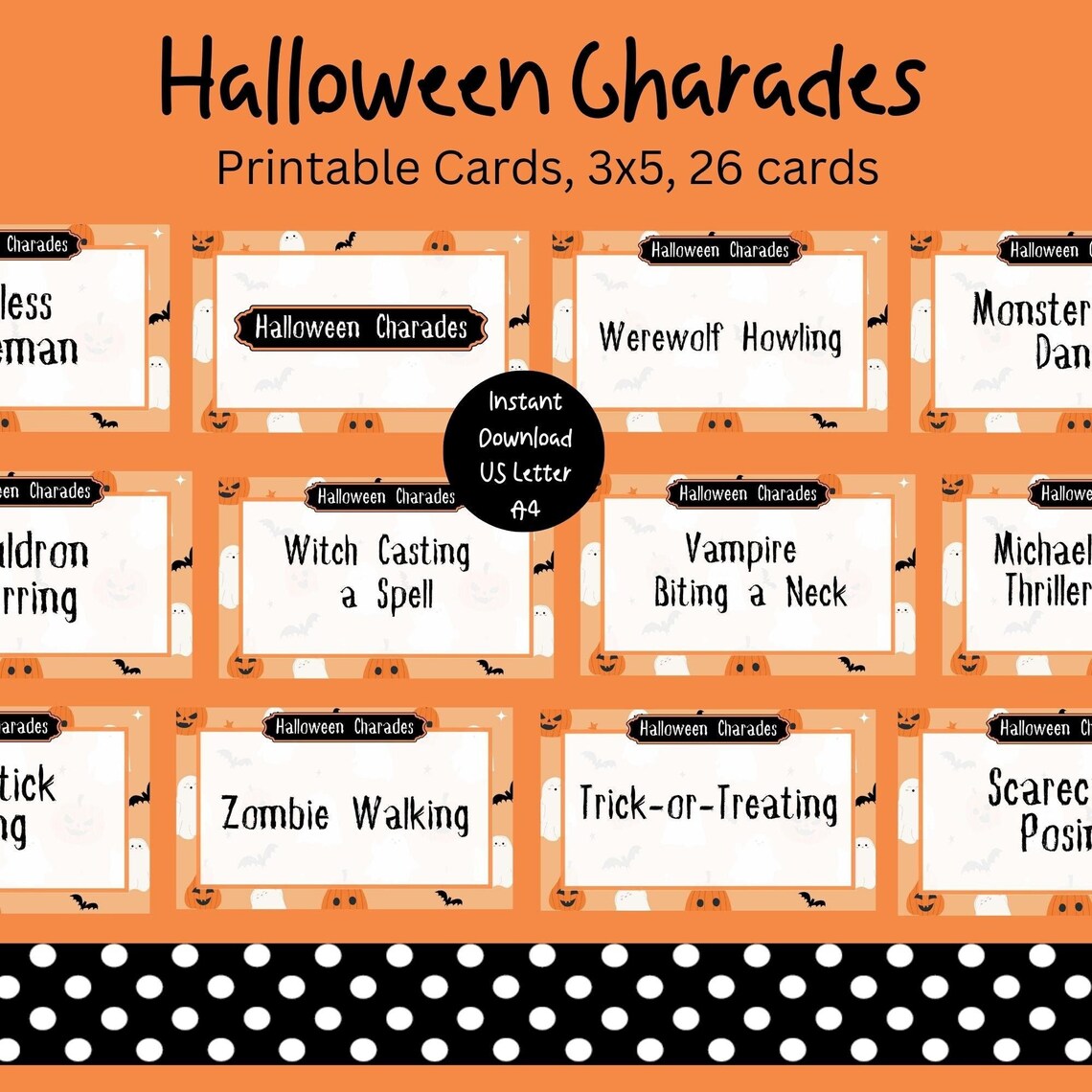 Halloween Charades, Games for Kids and Adults, Halloween Classroom ...