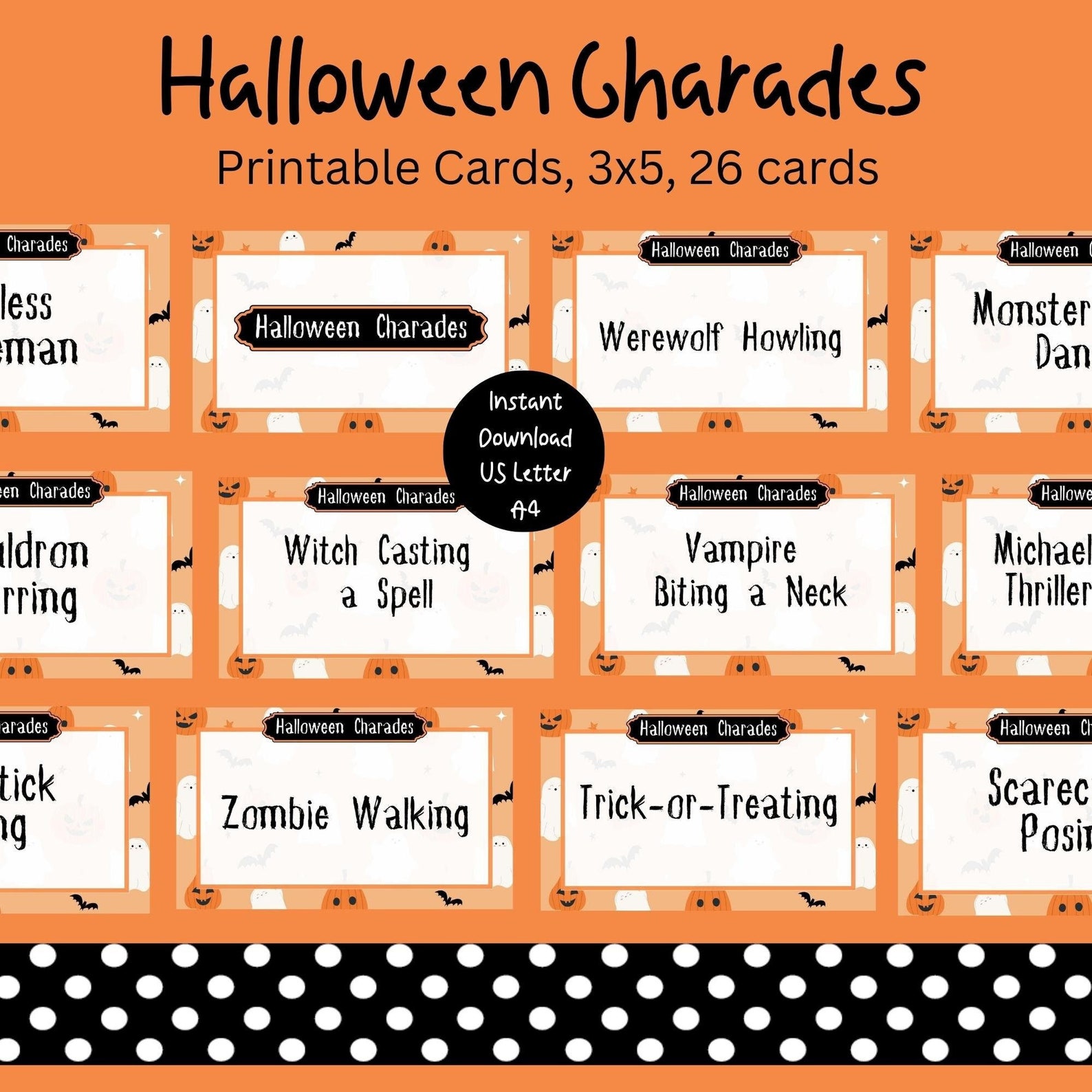 Printable Halloween Charades, 26 Cards (PDF Download) - Etsy