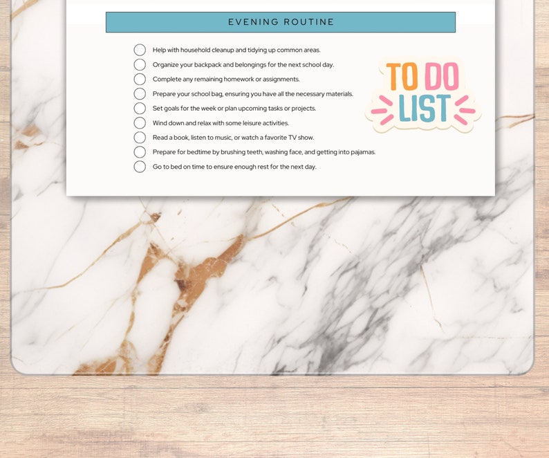 Chore Chart for Teens Kids Daily Weekly Schedule Responsibility Chart ...