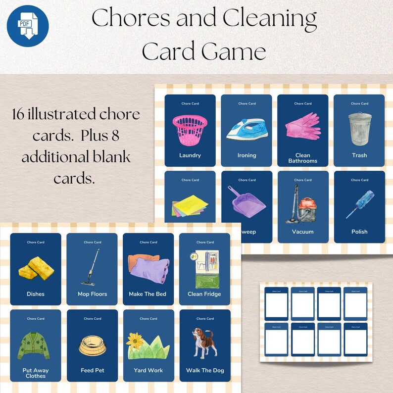 Chore Routine Card Game I Mix and Match I Visual Chore Cards I ...