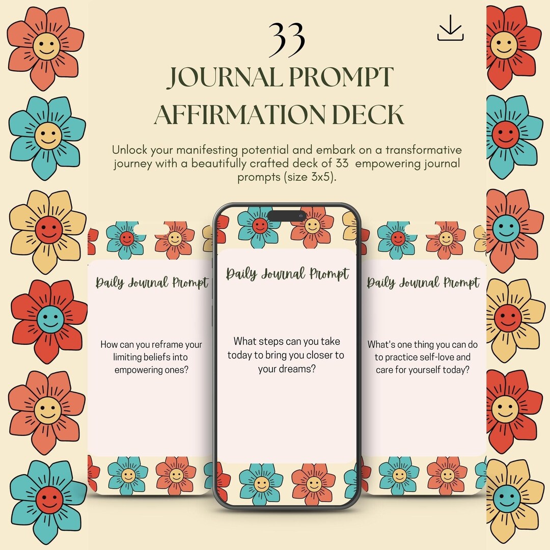 Journal Prompts for Self Awareness, Positive Affirmations, 33 Daily ...