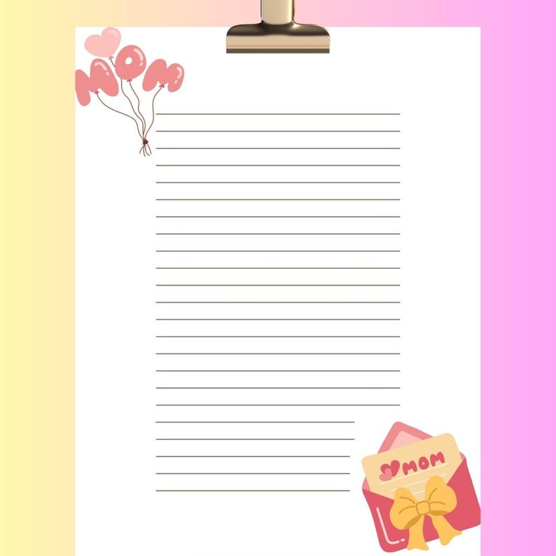 Mother's Day Lined Stationery – Printable Journal Pages (PDF) - Etsy