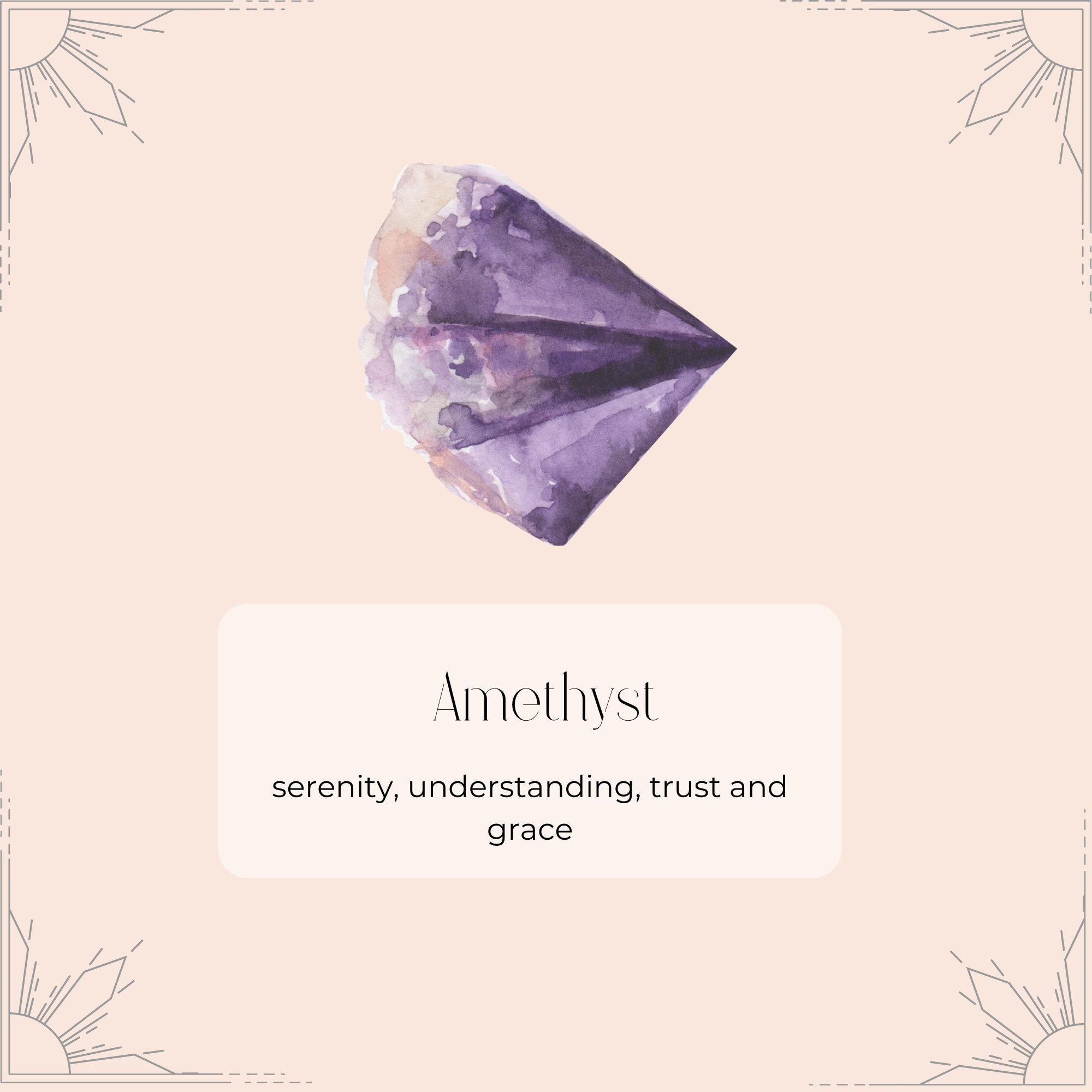 Reiki Crystal Meaning Cards, Crystal Healing Benefits Watercolor ...