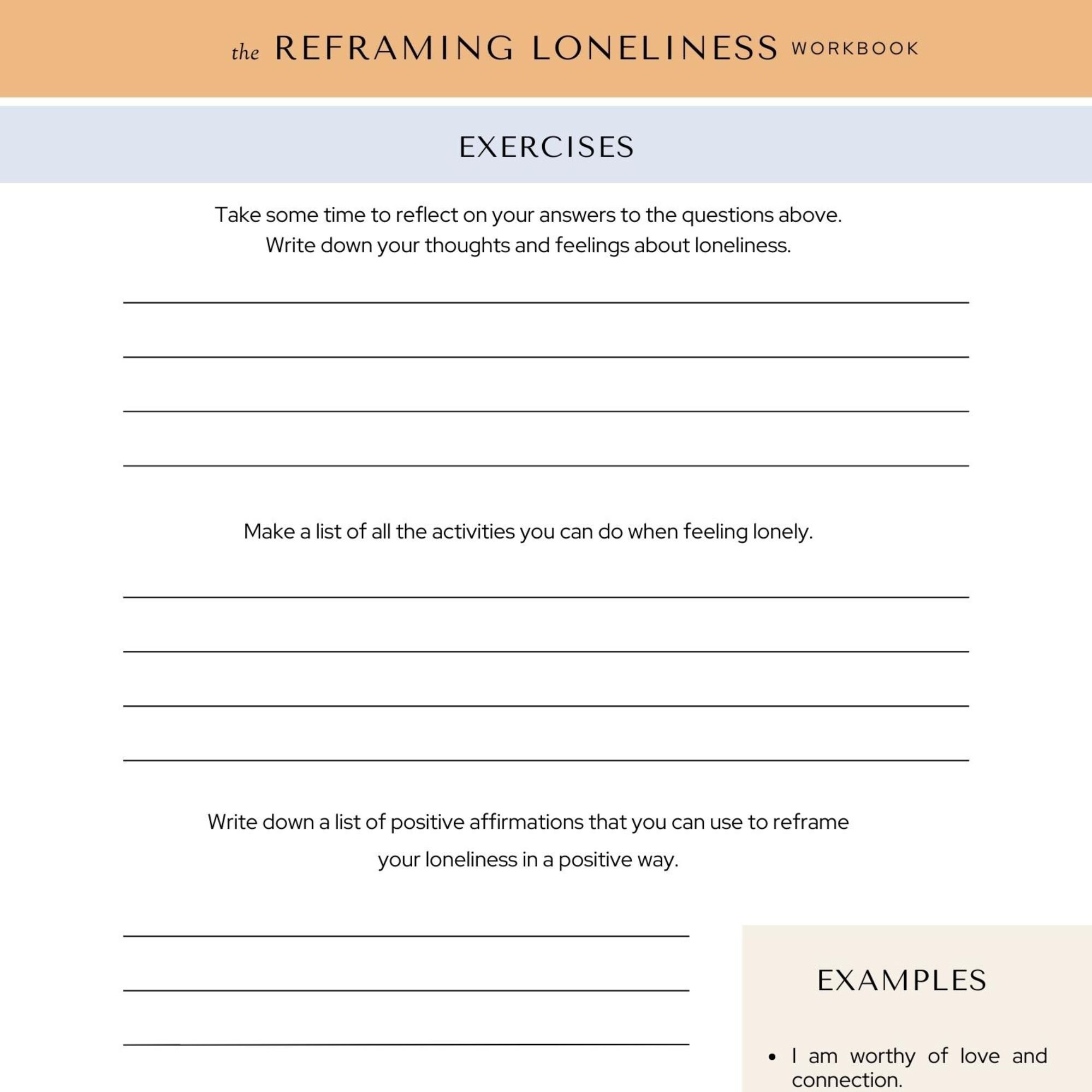 Reframing Loneliness Workbook, Coaching Resources, Therapy Workbook ...