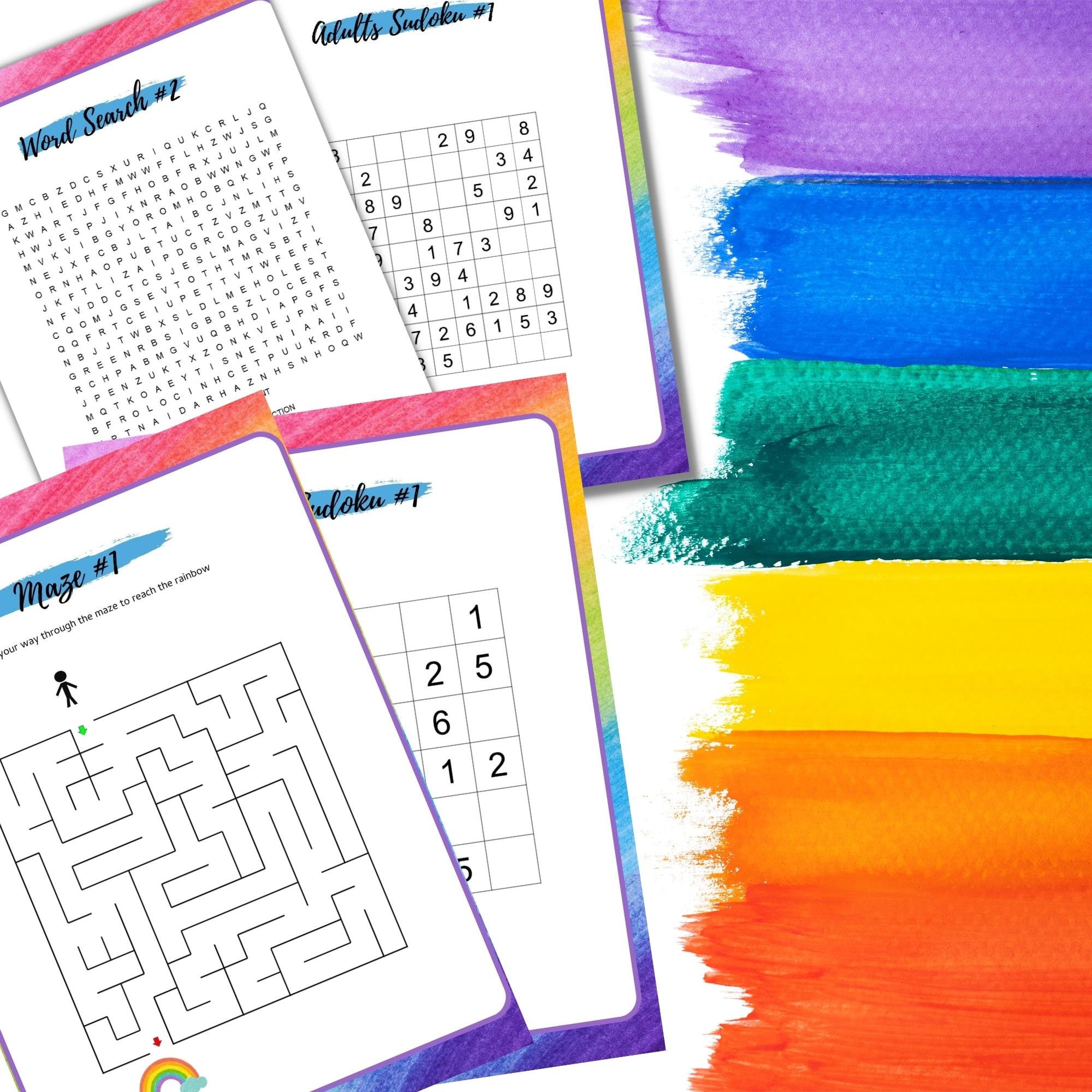Rainbow Activity Pack | Mazes, Word Search, Sudoku (digital Download ...