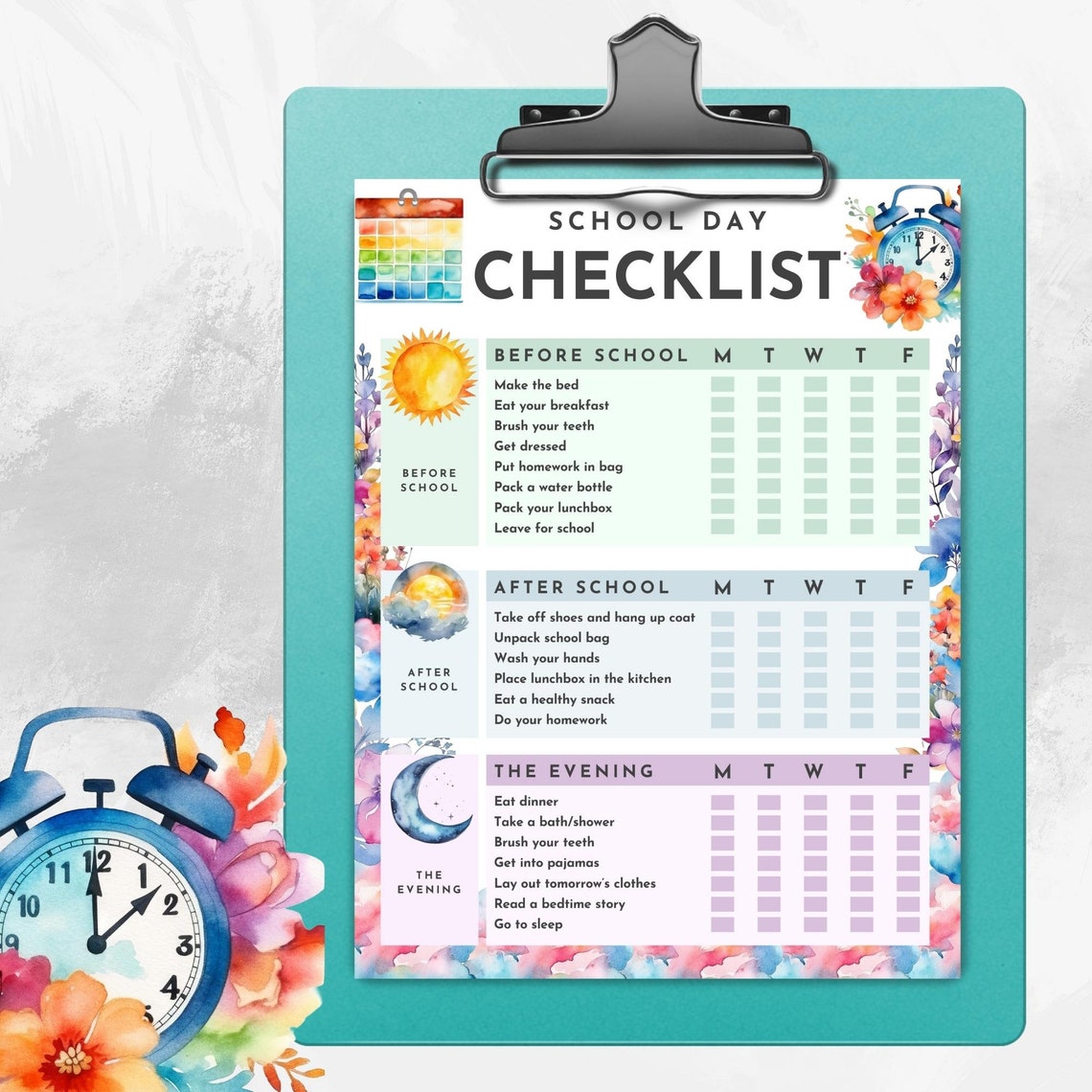 Daily Routine Checklist for Kids Back to School Editable Printable Kids ...