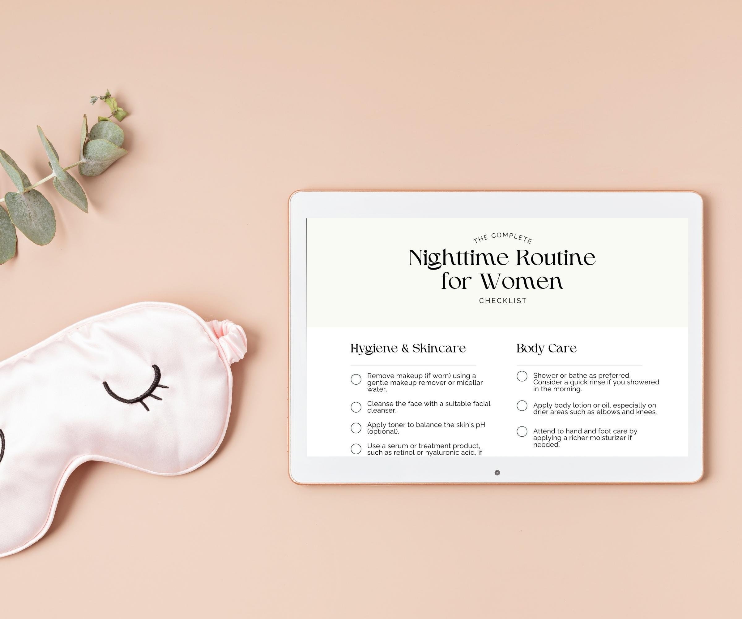Nightime Routine Checklist for Women, Instant Download, Routine Chart ...