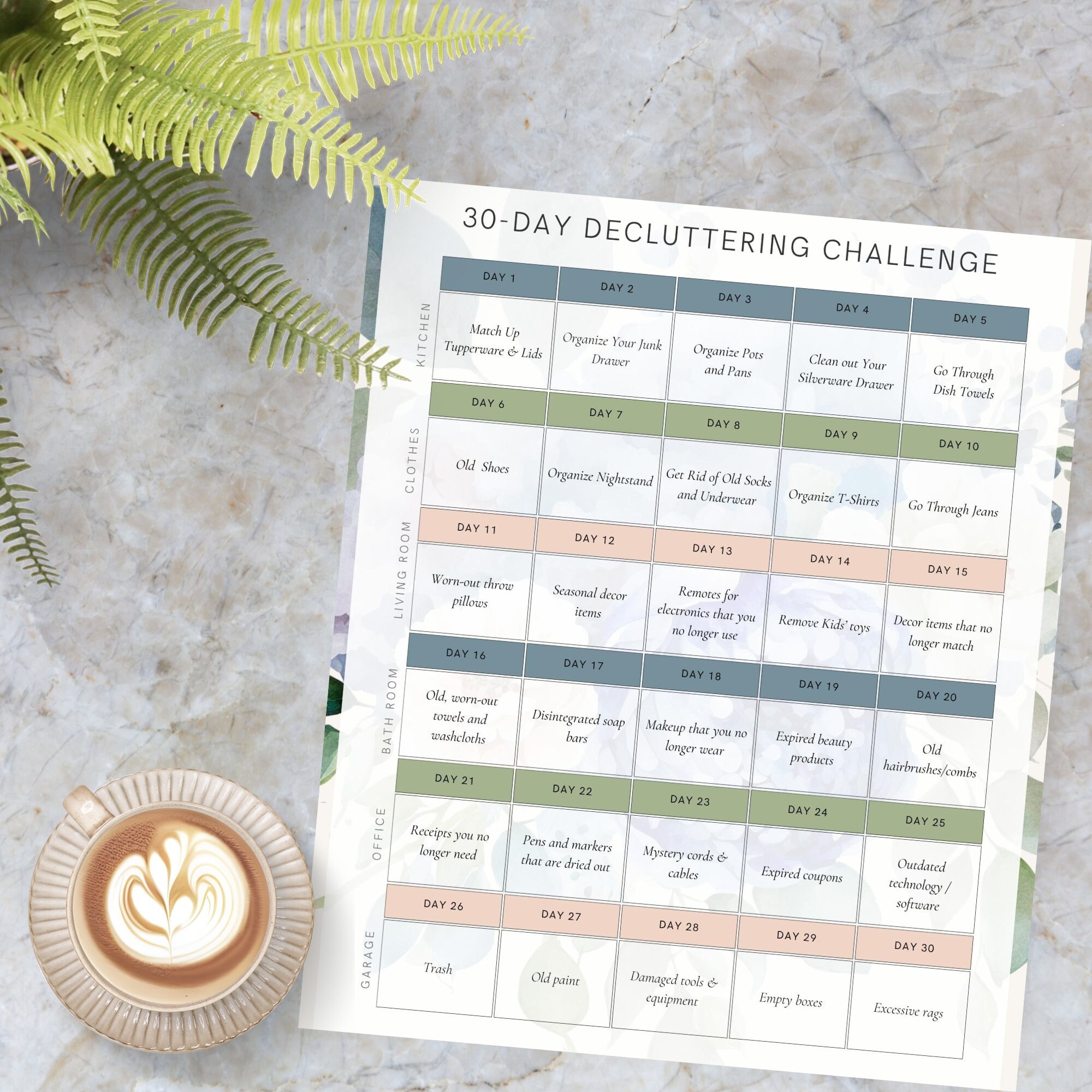 30 Day Declutter Challenge Printable, Cleaning Planner Schedule ...