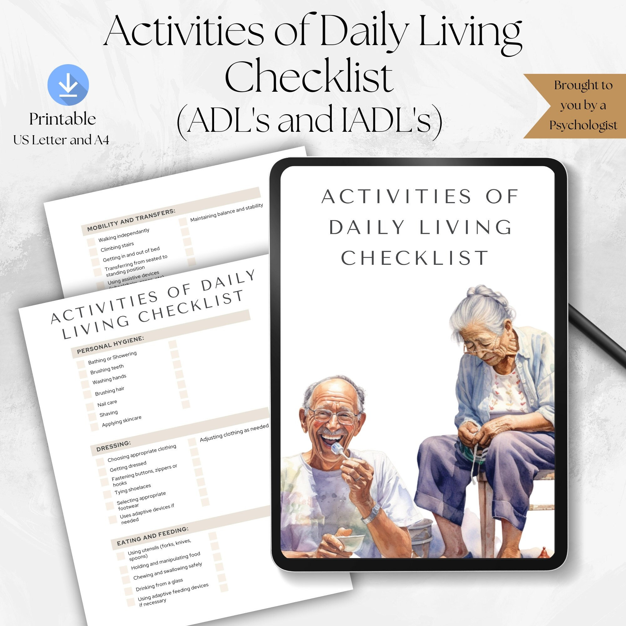 Activities of Daily Living Checklist, Senior Home Health, Independent ...