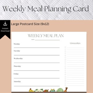 Grocery List Printable Template Colorful, Meal Planner Bundle, Food ...
