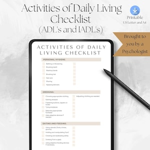 Activities of Daily Living Checklist, Senior Home Health, Independent ...
