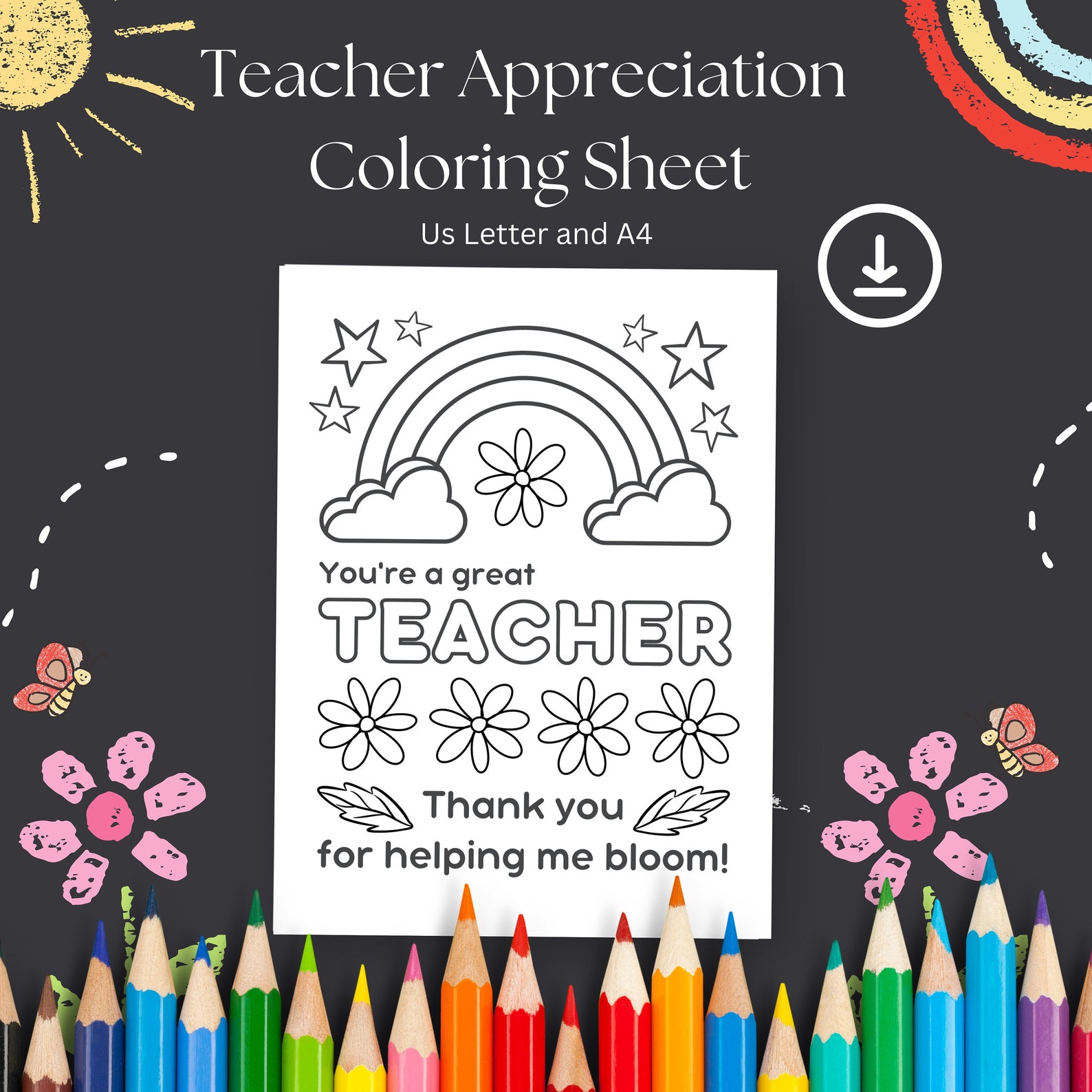 Teacher Appreciation Printable Coloring Pages, Gift Coloring Pages ...
