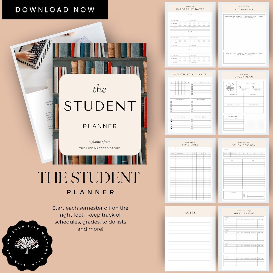 Student Planner | Digital Organizer | Weekly | Daily Planner | College ...