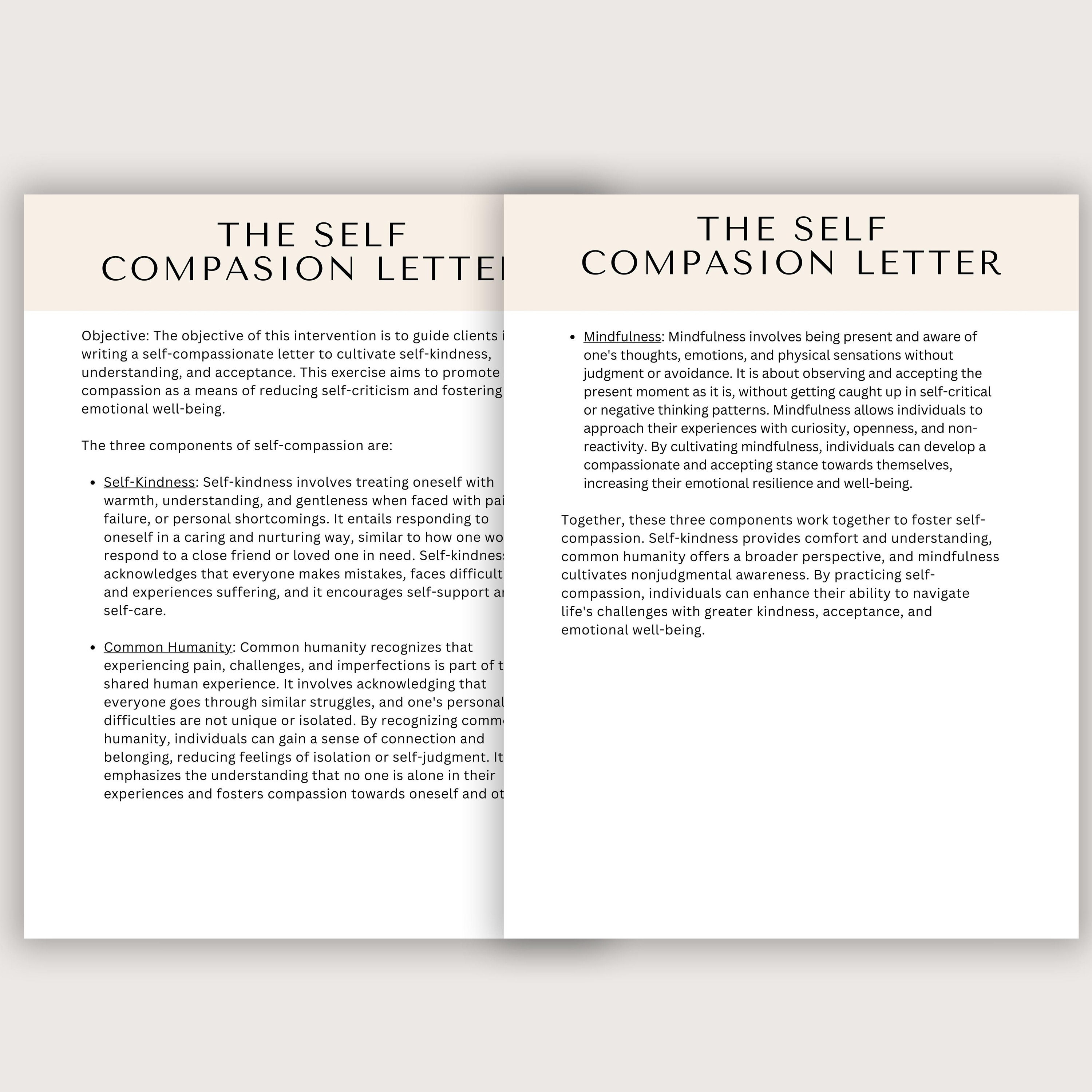 Therapy Treatment Plan, Self Compassion Script, Mindfulness, ACT ...