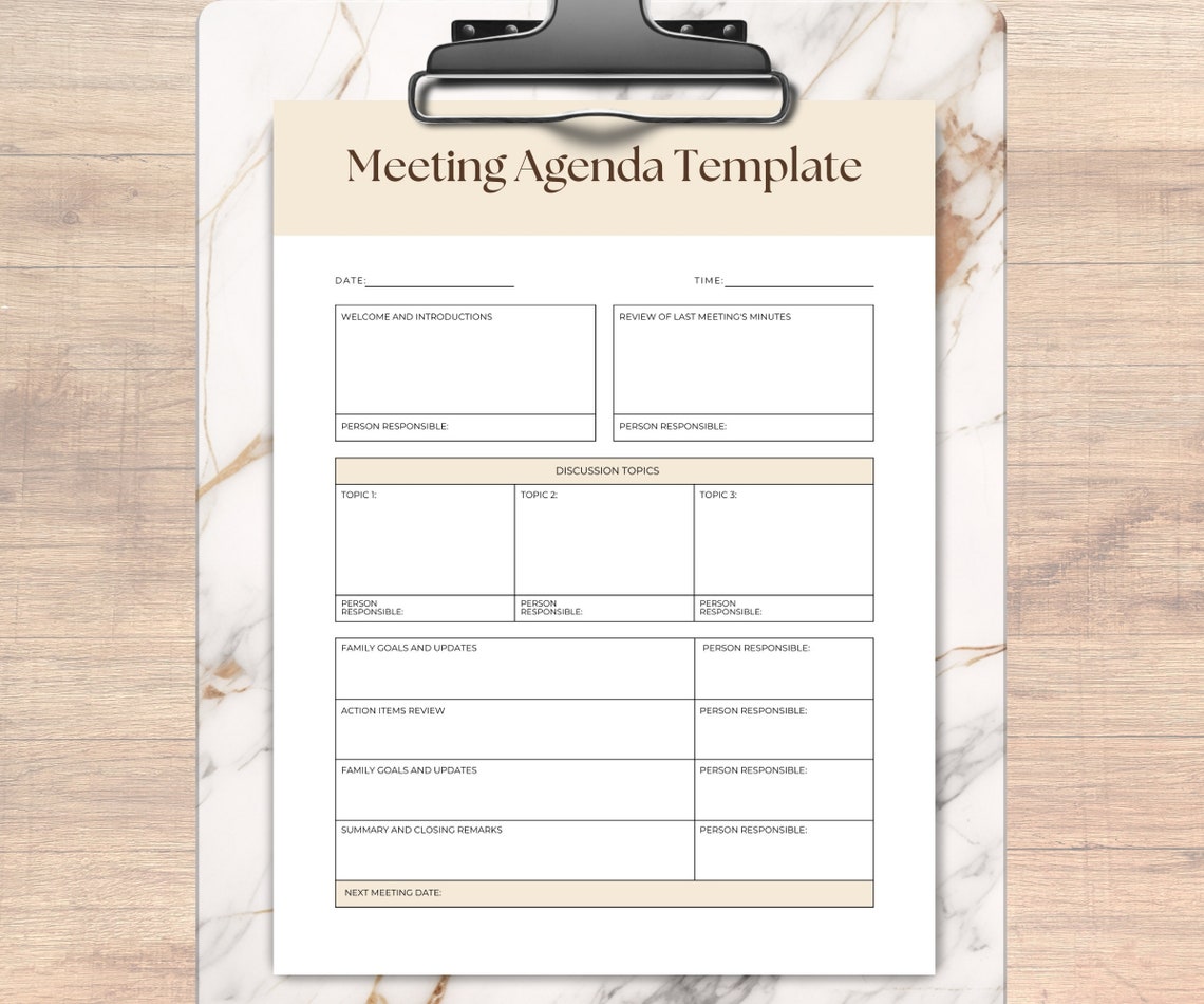 Printable Family Meeting Planner, Family Meeting Guide, Home Planner ...