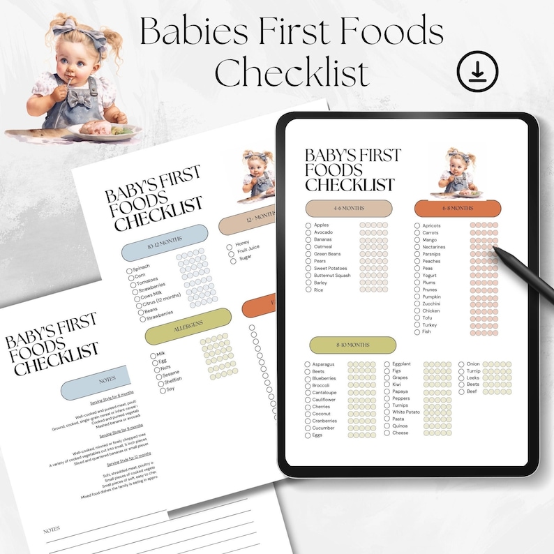 Baby's First Foods Checklist Printable | Common Allergies, Baby Food ...