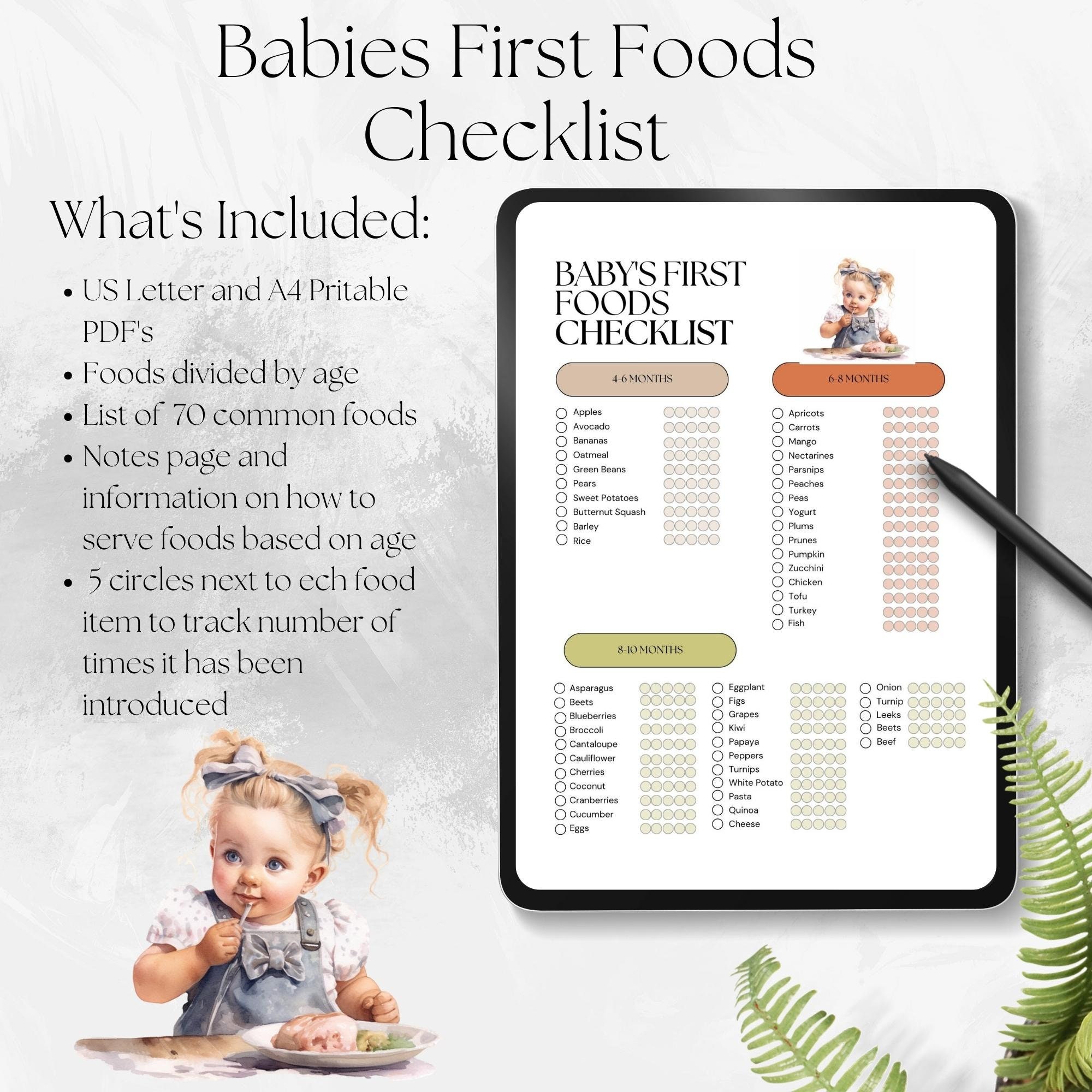 Baby's First Foods Checklist Printable | Common Allergies, Baby Food ...