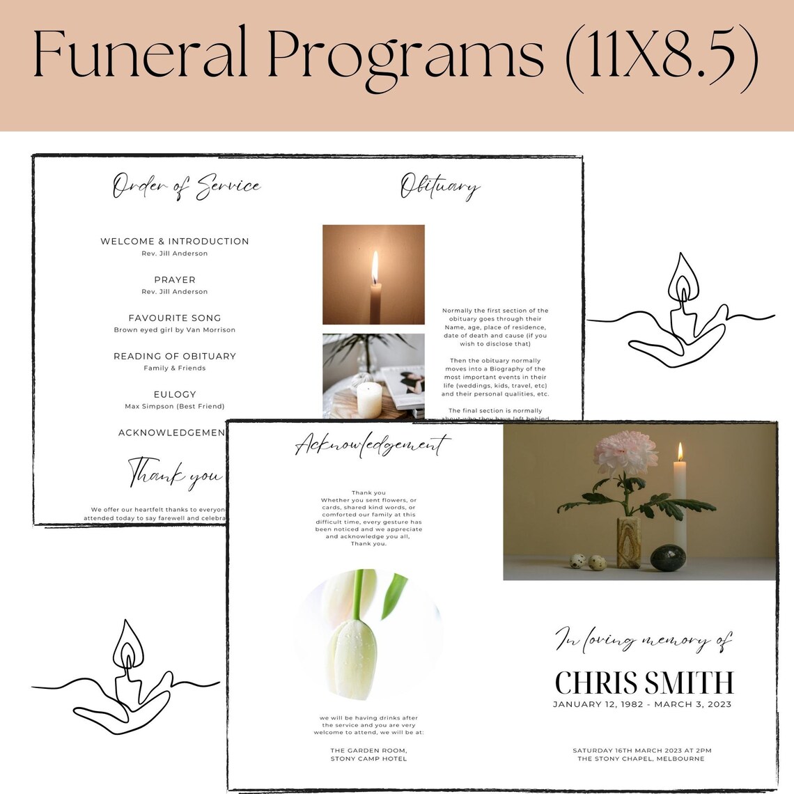 Editable Modern Funeral Bundle, Funeral Program Bundle, Celebration of ...