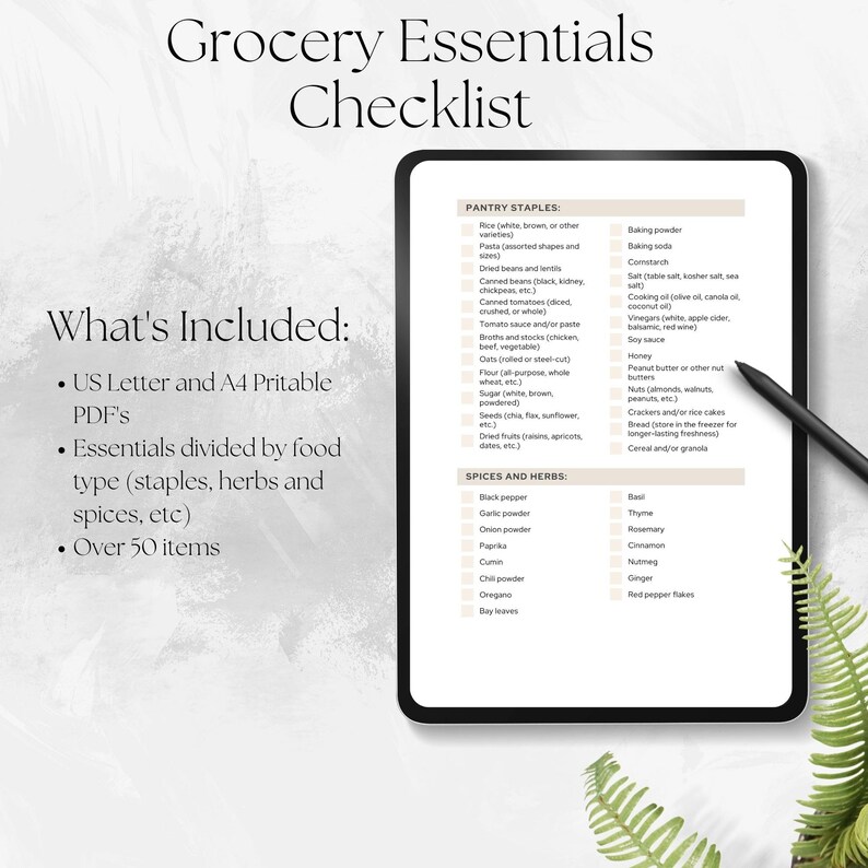 Grocery Essentials Checklist Food Pantry Inventory List New - Etsy