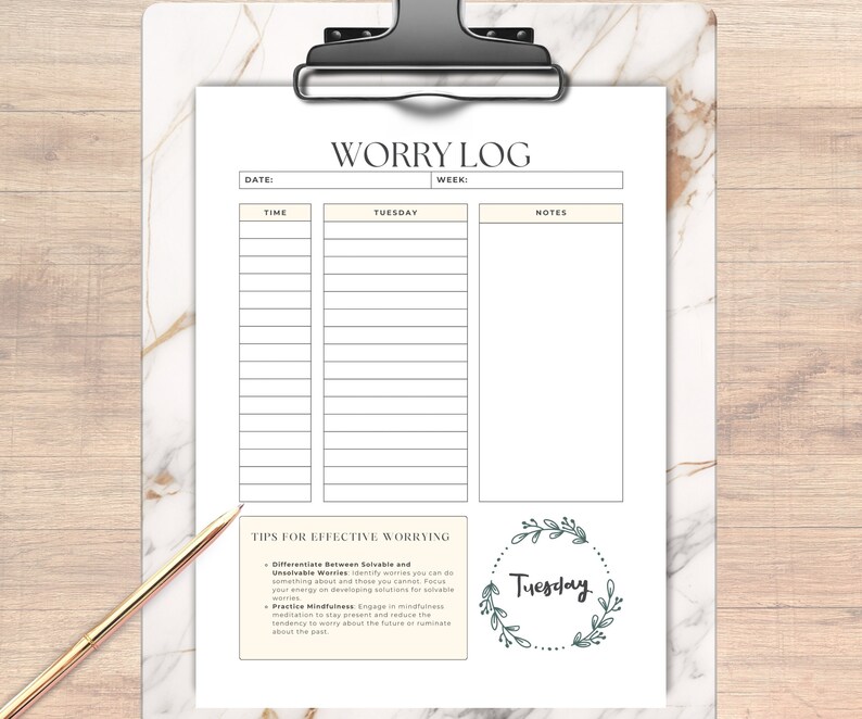 Worry Worksheets, Therapy Skills Handout, Coping Skills, CBT Worksheets ...