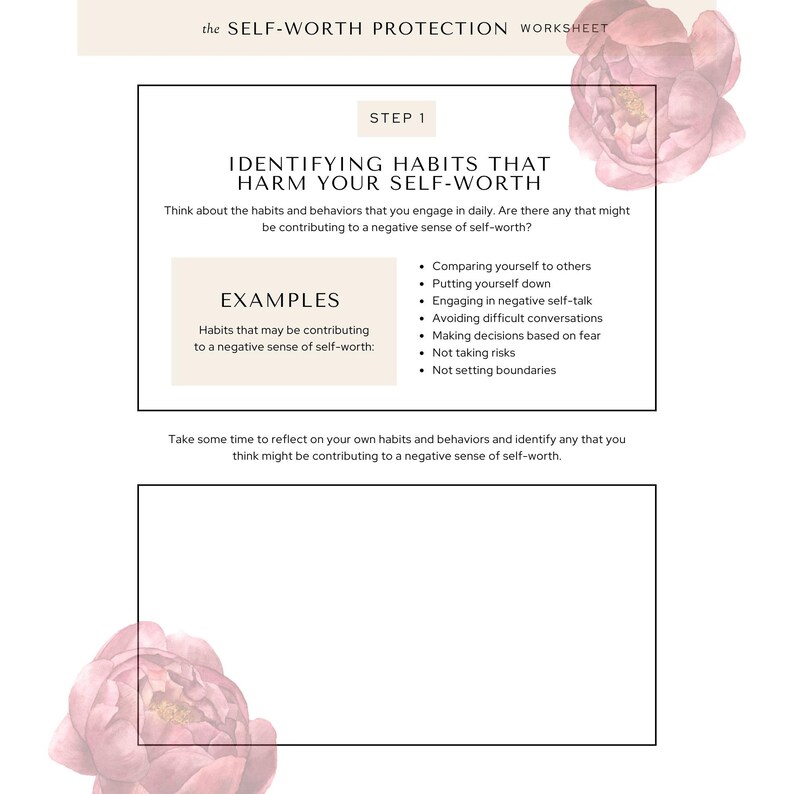 Self-worth Protection Worksheet | Coaching and Self Love | Therapy ...
