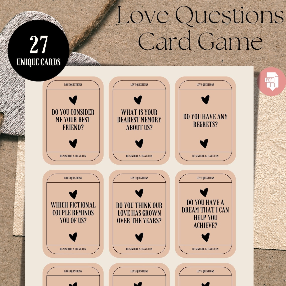 27 Unique Date Night Questions Printable Couples Game Questions for ...