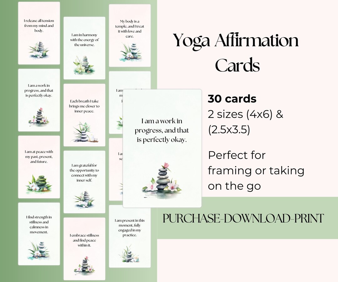 Yoga Affirmation Cards, Mindfulness, Mental Health (digital Download ...