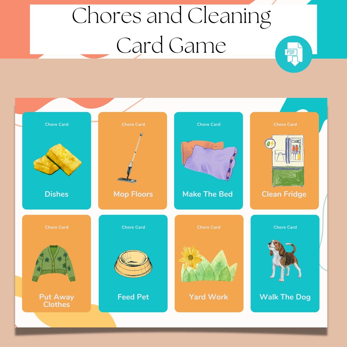 Chore Routine Card Game I Mix and Match I Visual Chore Cards I ...