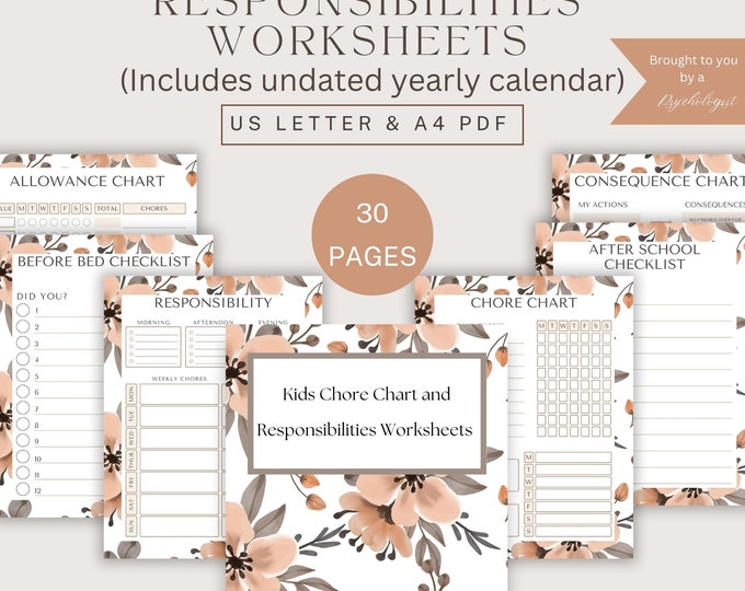 Editable Kids Chore Charts, Reward, Allowance, Screen Time, School ...