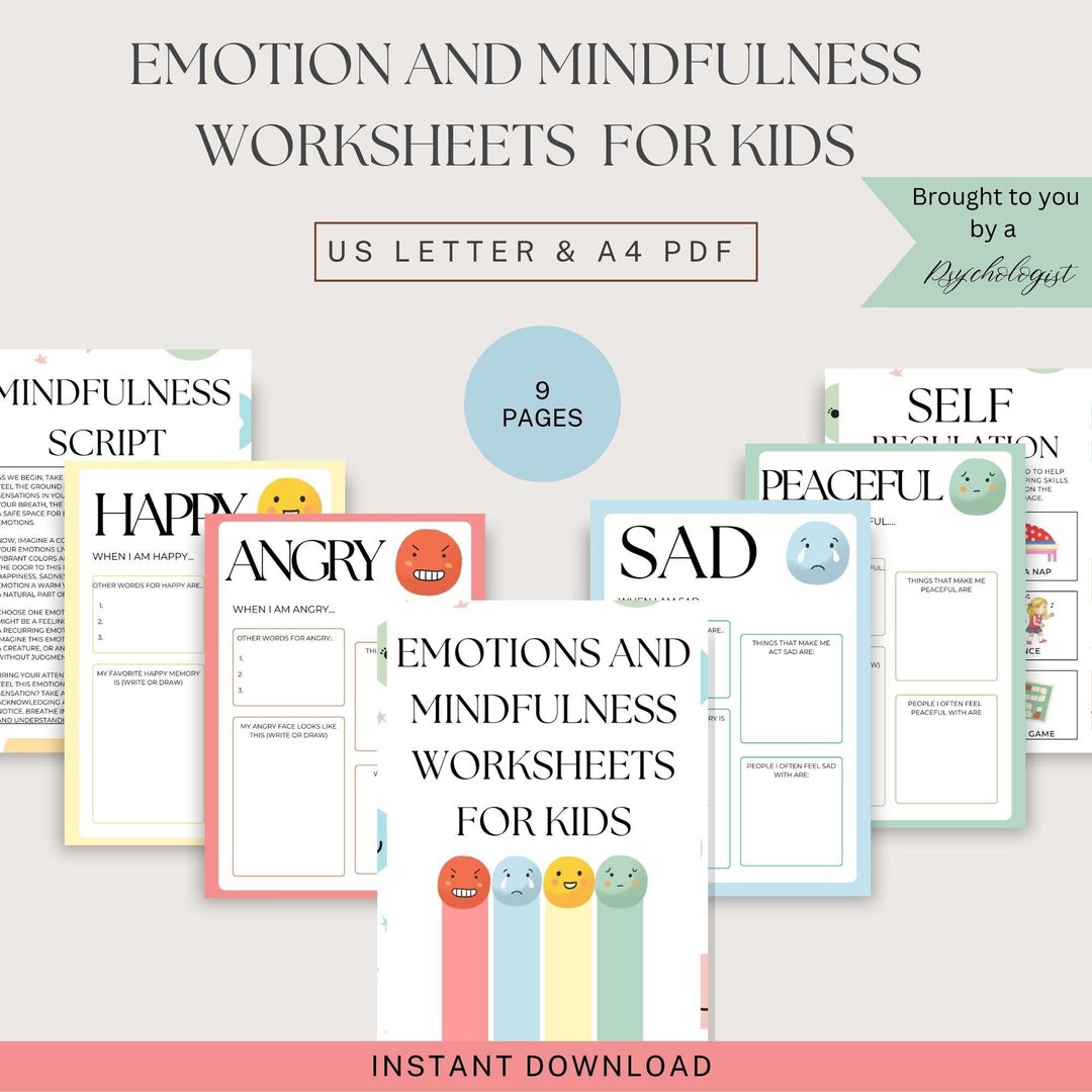 Mindfulness Worksheets for Kids, Self-regulation, Emotional Awareness ...