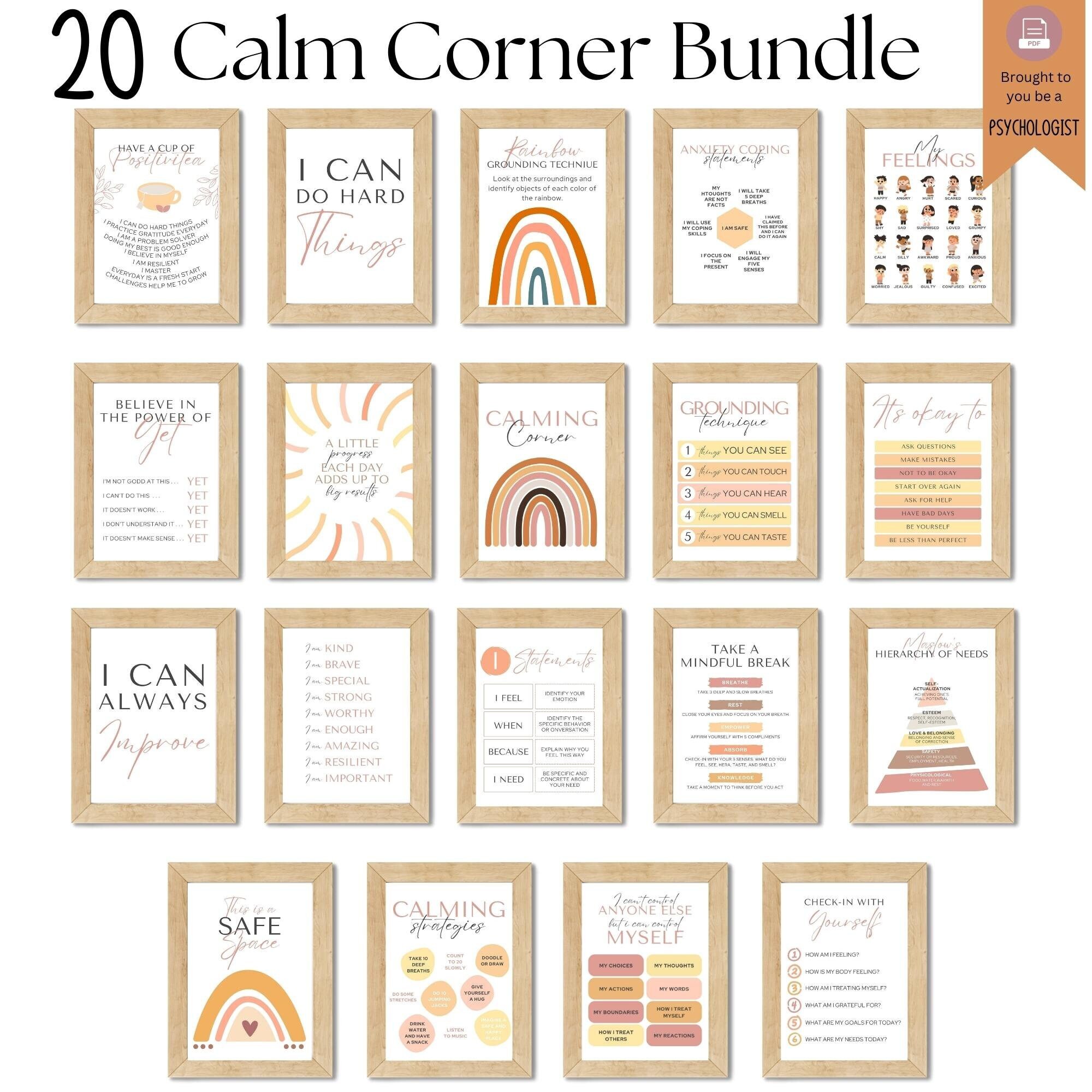 20 Calming Corner Therapy Office Decor Bundle I Classroom I Boho ...