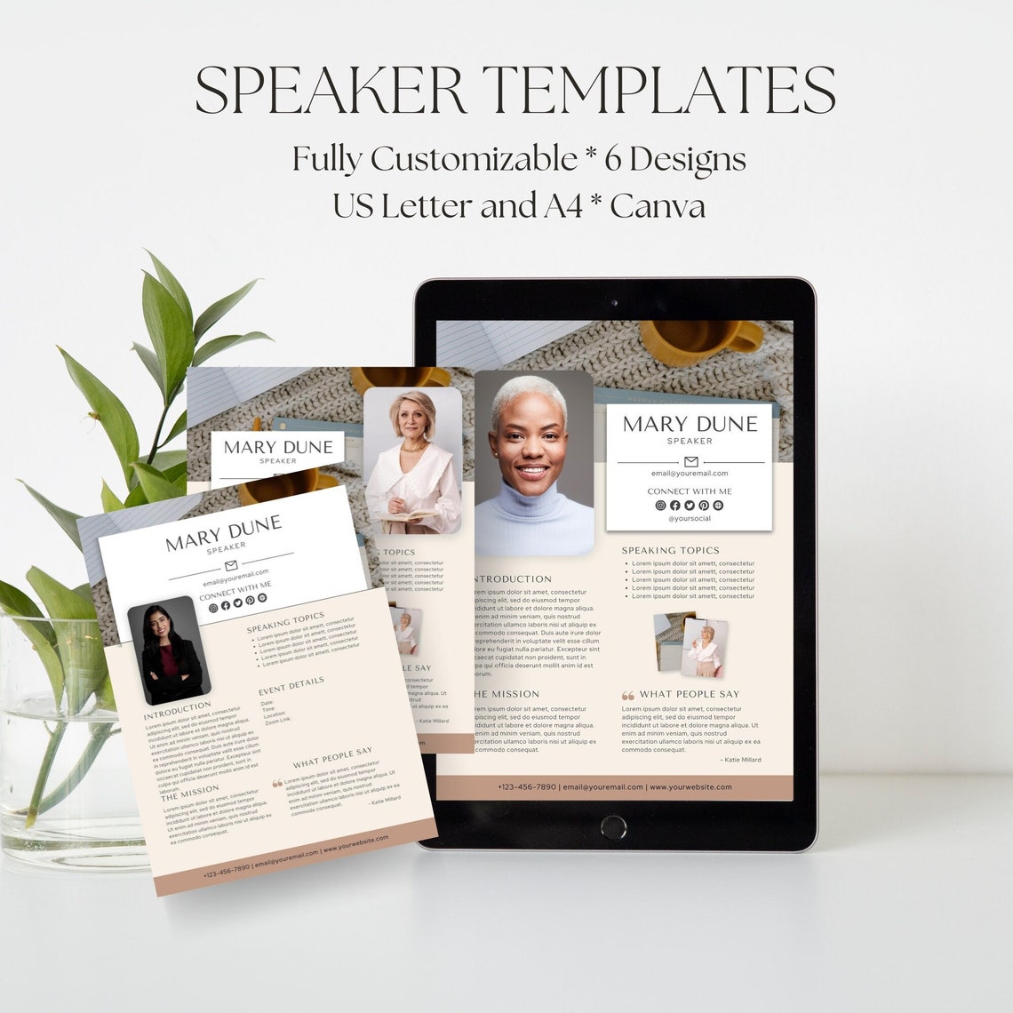 Speaker Bio Sheet Template | Speaker Sheet Canva | Professional Speaker ...