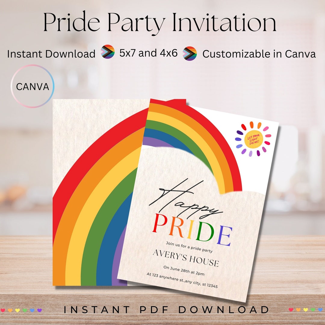 Pride Party Invitation Template | 5X7 & 4x6 I Party I Rainbow Invite I ...