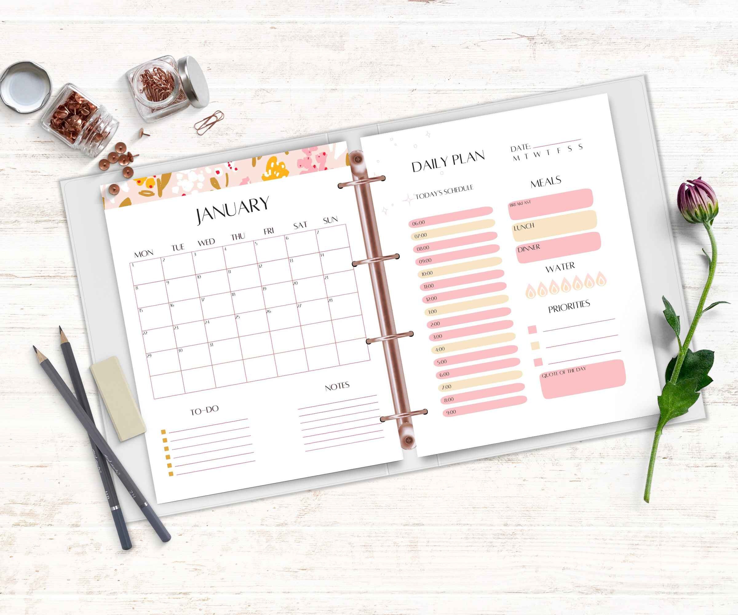 2024 Planner, Year at A Glance, to Do List, Printable Calendar, Habit ...