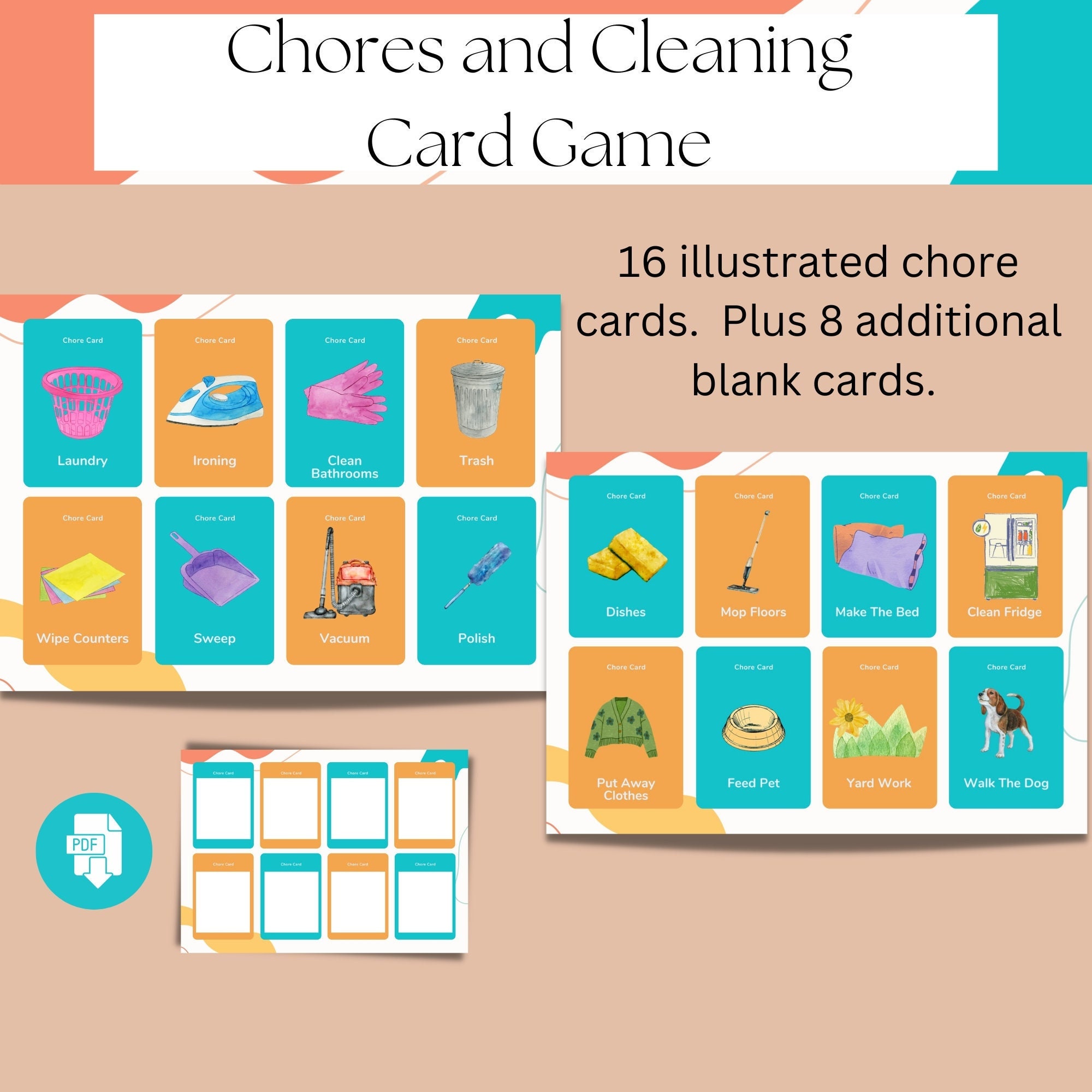 Chore Routine Card Game I Mix and Match I Visual Chore Cards I ...