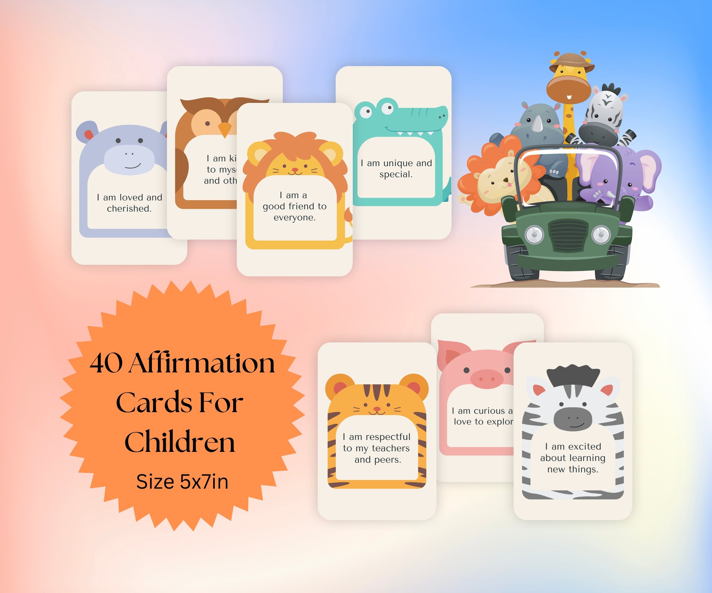 Printable Affirmation Cards for Kids, School Age, Kindergarten ...